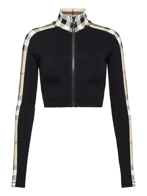Burberry Check Technical Jersey Track Jacket - Black