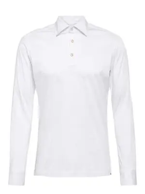 Kiton Cotton Poplin Polo Top - White