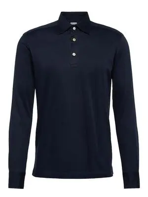 Kiton Cotton Poplin Polo Top - Blue