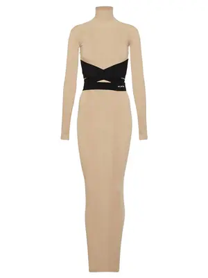 Alaïa Turtleneck Maxi Dress - Beige