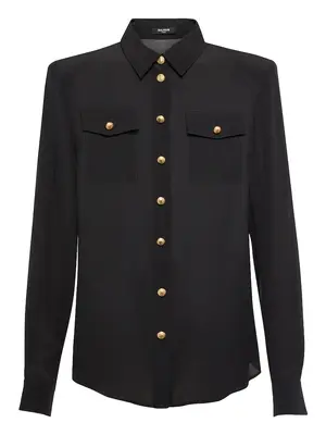 Balmain Crêpe De Chine Shirt - Black