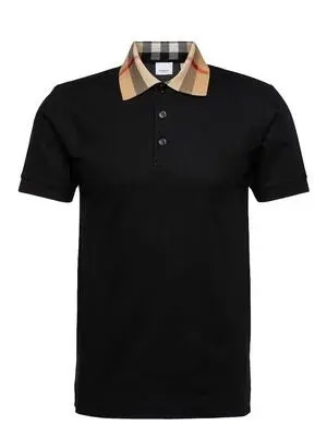 Burberry Check Cotton Piqué Polo Shirt - Black