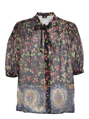 Etro Tie-neck Silk Top - Multicoloured