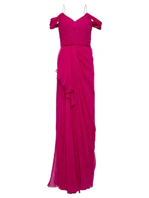 Costarellos Draped Silk Gown - Pink