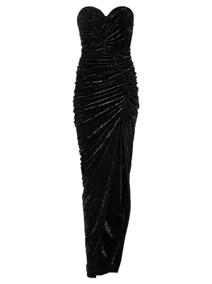 Alexandre Vauthier Ruched Velvet Gown - Black
