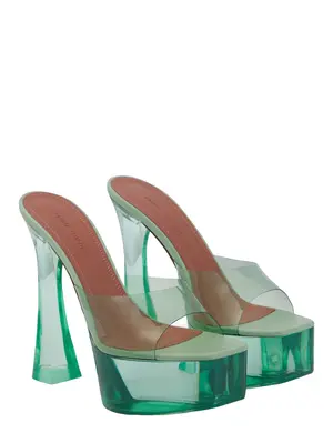 Amina Muaddi Dalida Pvc Platform Mules - Green
