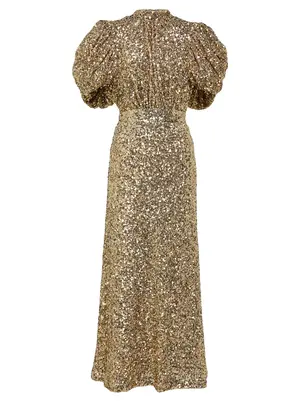 Remain Birger Christensen Sequined Midi Dress - Gold