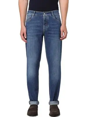 Brunello Cucinelli Mid-rise Straight Fit Jeans In Cotton - Blue