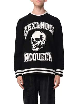 Alexander McQueen Sweater With Skull Inlay - Black