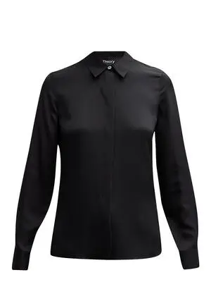Theory Theory Classic Fitted Silk Shirt Black