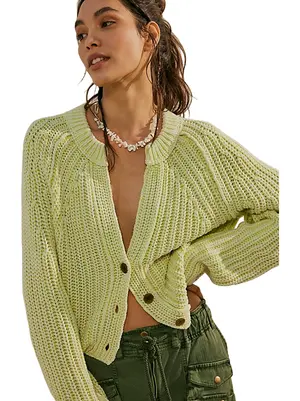 Free People Sweet Nothing Cardigan Lime Glow