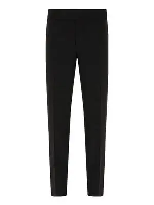 Giorgio Armani Flat-front Wool Crêpe Trousers - Black