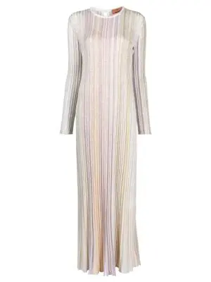 Missoni Sequin-embellished Striped Pleated Dress - Purple