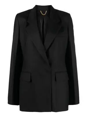 Victoria Beckham Double-breasted Virgin Wool-cotton Blazer - Black