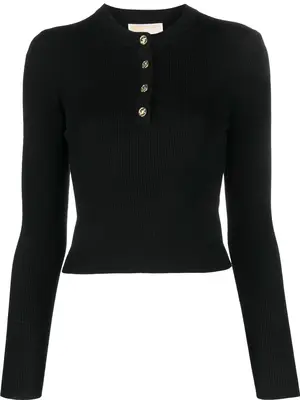 Michael Kors Button-fastening Long-sleeve Top - Black
