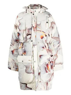 Henrik Vibskov Padded Graphic Print Parka Coat - Neutrals