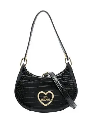 MOSCHINO Logo-Lettering Crocodile-Effect Shoulder Bag