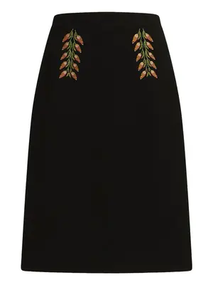 Etro Floral-embroidered Pencil Skirt - Black