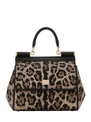 Dolce & Gabbana Small Sicily Crystal-embellished Tote Bag - Neutrals