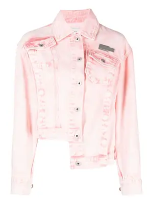 FENG CHEN WANG Logo-plaque Denim Jacket - Pink