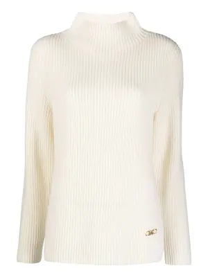 Michael Kors High-neck Ribbed-knit Jumper - Neutrals