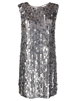 P.a.r.o.s.h Sequined Sleeveless Mini Dress - Silver