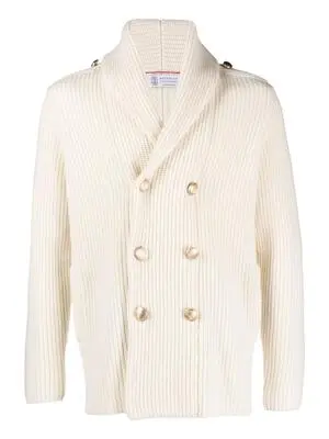 Brunello Cucinelli Intarsia-knit Wool-blend Cardigan - Neutrals