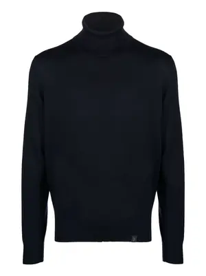 FAY Roll-neck Virgin Wool Sweater - Blue