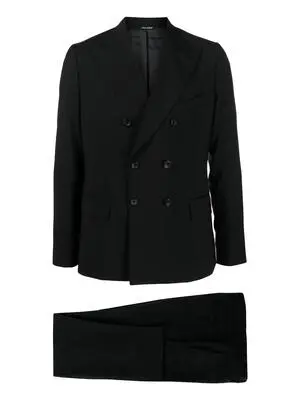 ERALDO Peak-lapel Wool Double-breasted Suit - Black