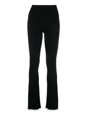 MSGM Intarsia-knit High-waisted Trousers - Black