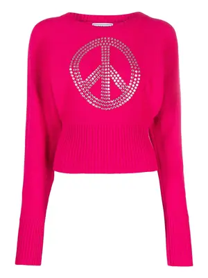 Moschino Rhinestone Cropped Jumper - Pink