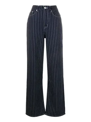 Kenzo Stripe-print Straight-leg Trousers - Blue