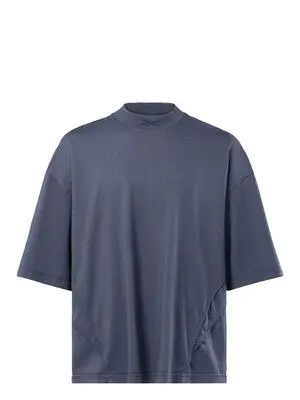 REEBOK Piped-trim Cotton T-shirt - Blue