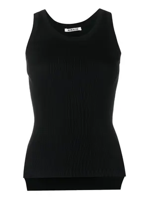 Auralee Sleeveless Knitted Cotton Top - Black