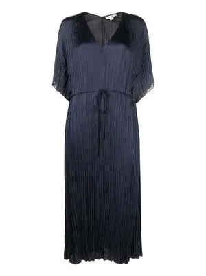 Vince Plissé Tie-waist Dress - Blue