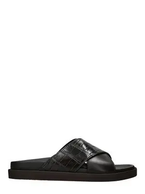 ZEGNA Crocodile Leather Panarea Slides