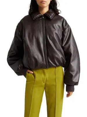 Acne Studios Acne Studios Onnea Coated Bomber Jacket Dark Brown