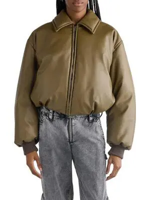 Acne Studios Onnea Coated Bomber Jacket - Khaki Green Ab6