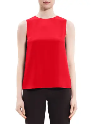 Theory Theory Sleeveless Silk Blouse Geranium