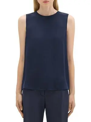 Theory Sleeveless Silk Blouse - Nocturne Navy - Xlv