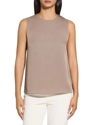 Theory Theory Sleeveless Silk Blouse Walnut