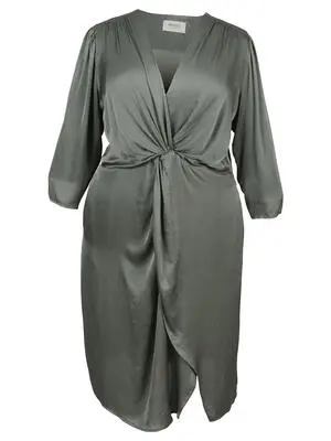 MAYES NYC Elvie Knot Waist Dress - Olive Green