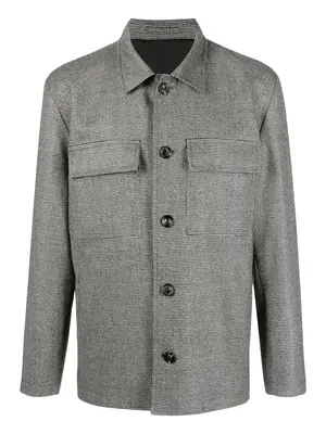 LARDINI Micro Houndstooth-pattern Shirt Jacket