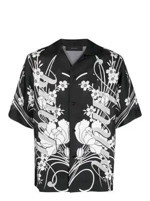 Amiri Floral-print Silk Shirt - Black