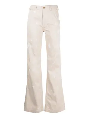 R13 R13 Paint Splatter Flared Trousers
