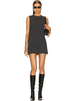 Norma Kamali Sleeveless Tailored Terry Mini Dress - Dark Heather Grey