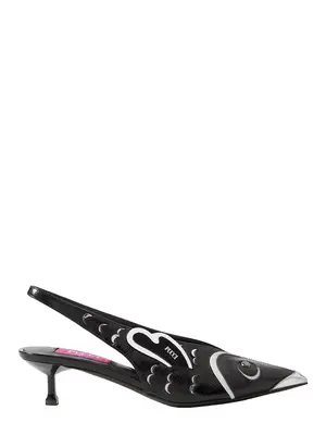 Emilio Pucci Studded Leather Slingback Pumps - Black