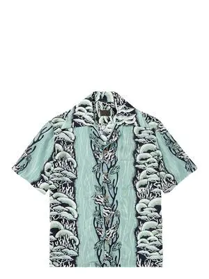 Kapital Camp-collar Printed Cupro And Silk-blend Shirt - Blue