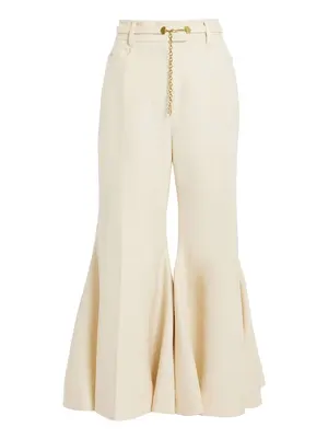 Zimmermann Cropped Flared Wool-Blend Pants Cream