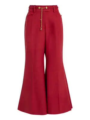 Zimmermann Cropped Flared Pants - Crimson